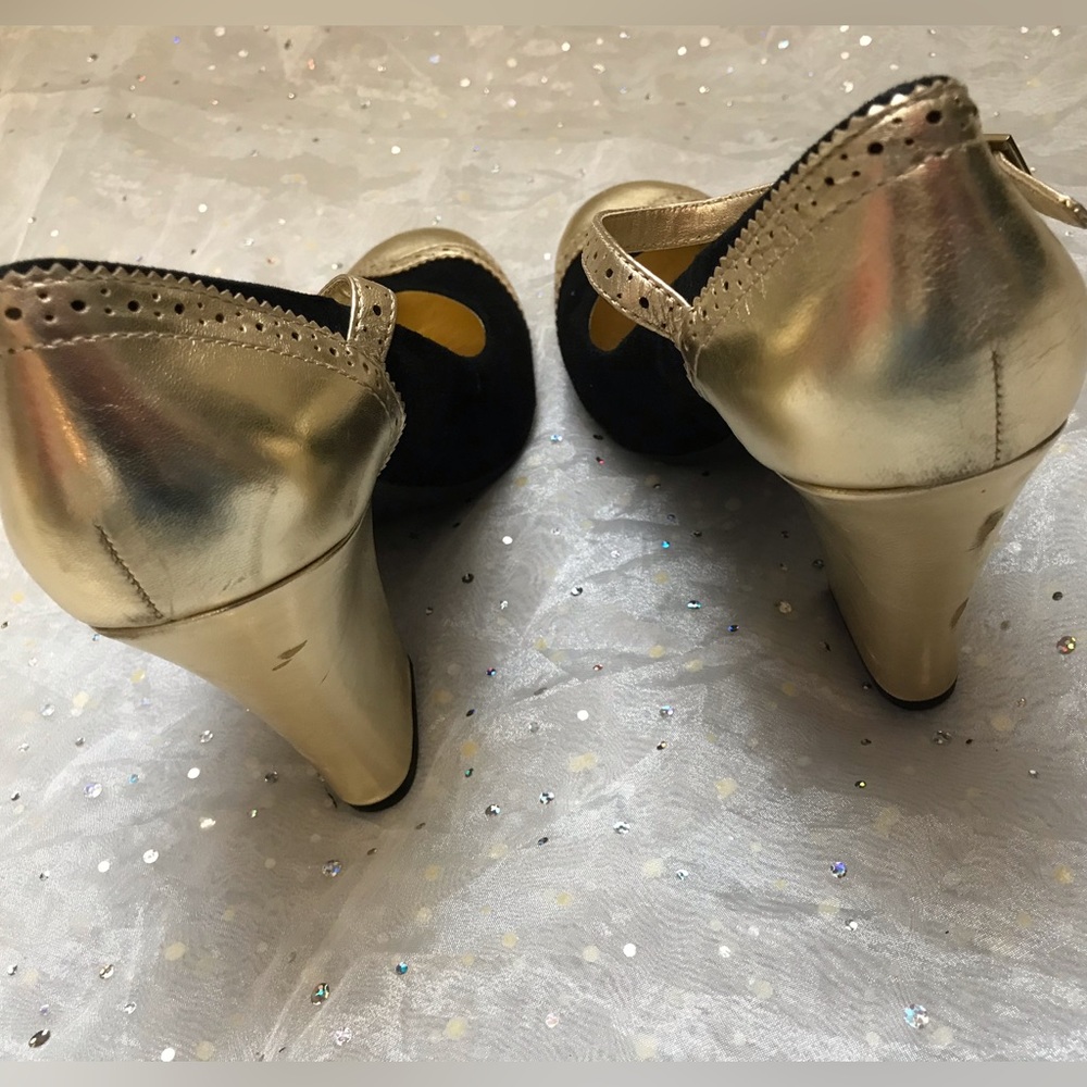 Coach Spectator Black And Gold Heels - Gem